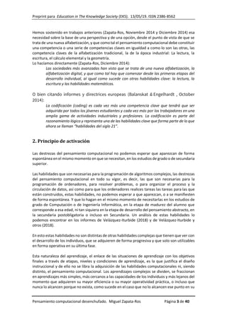 Pensamiento computacional desconectado. Computational thinking ...