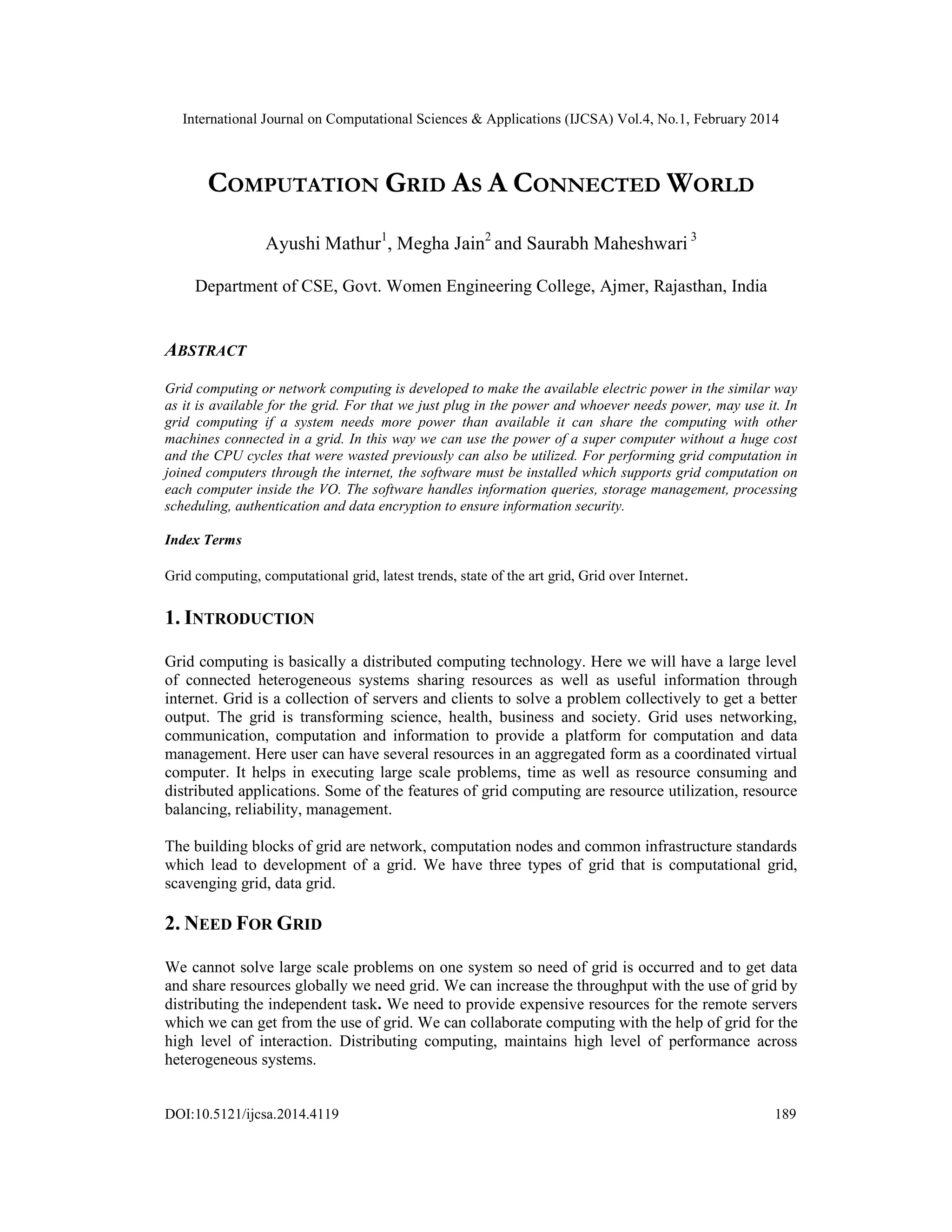 Computation grid as a connected world | PDF