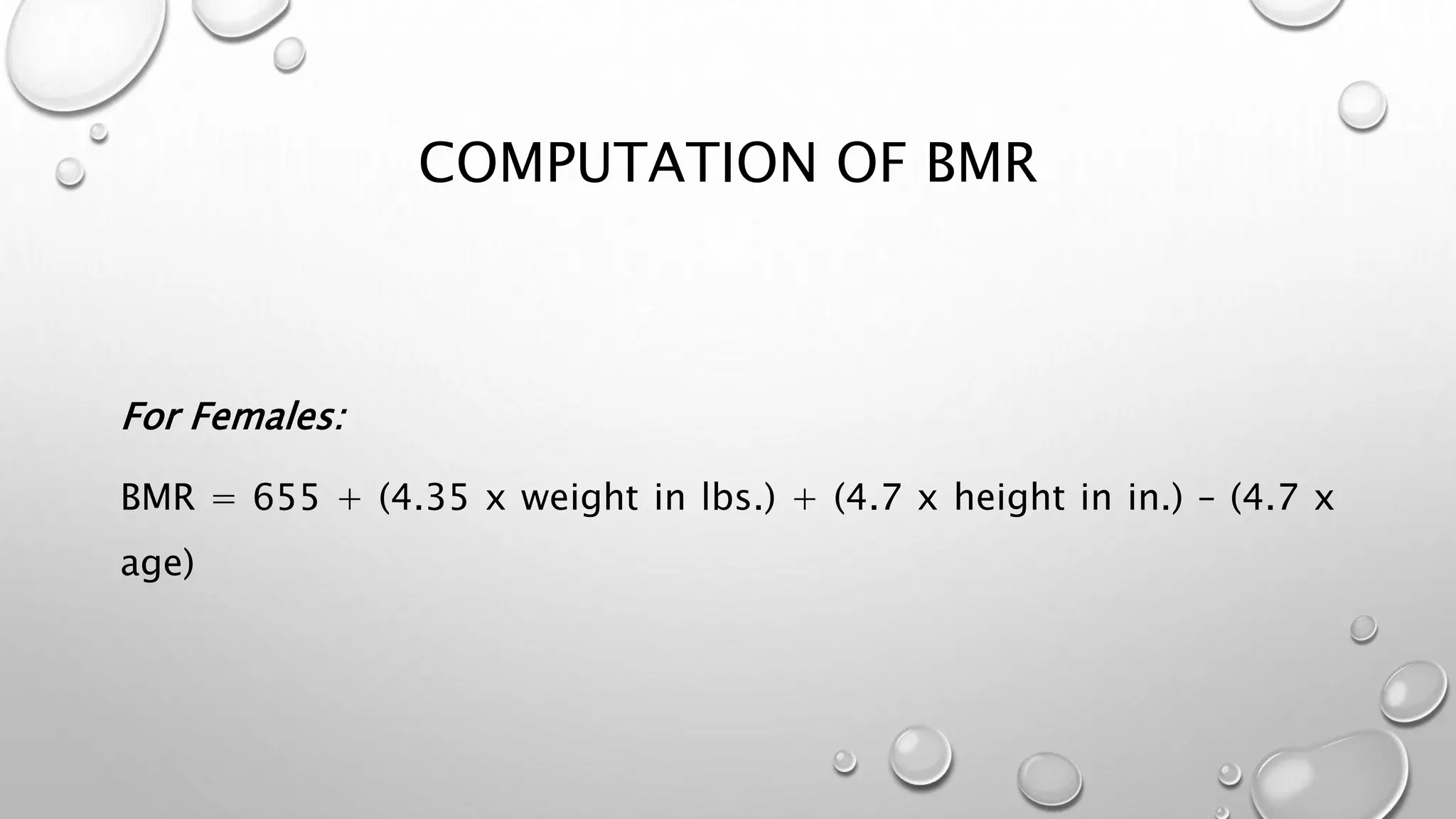 Computation of BMR and TDEE | PPTX