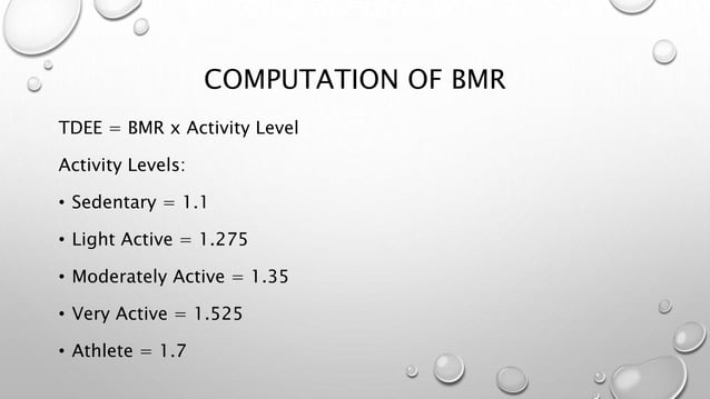 Computation of BMR and TDEE | PPTX