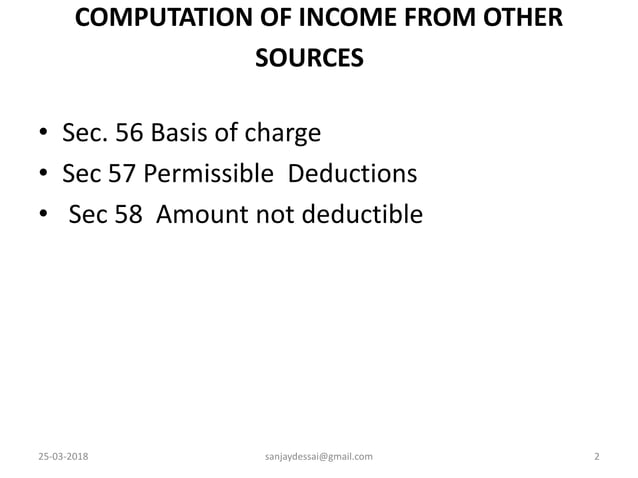 Computation of income from other souces | PDF