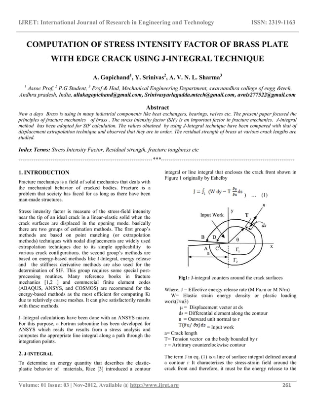 Computation of stress intensity factor of brass plate | PDF