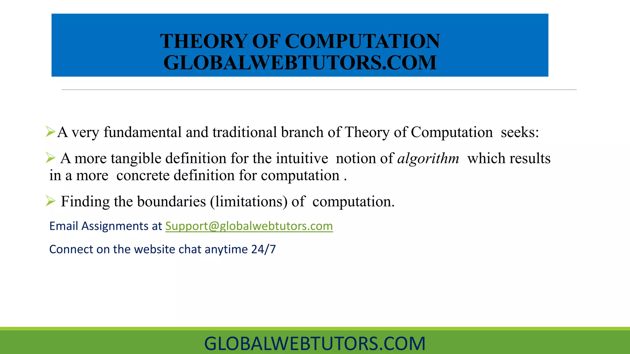 Computation Theory Assignment Help Ppt