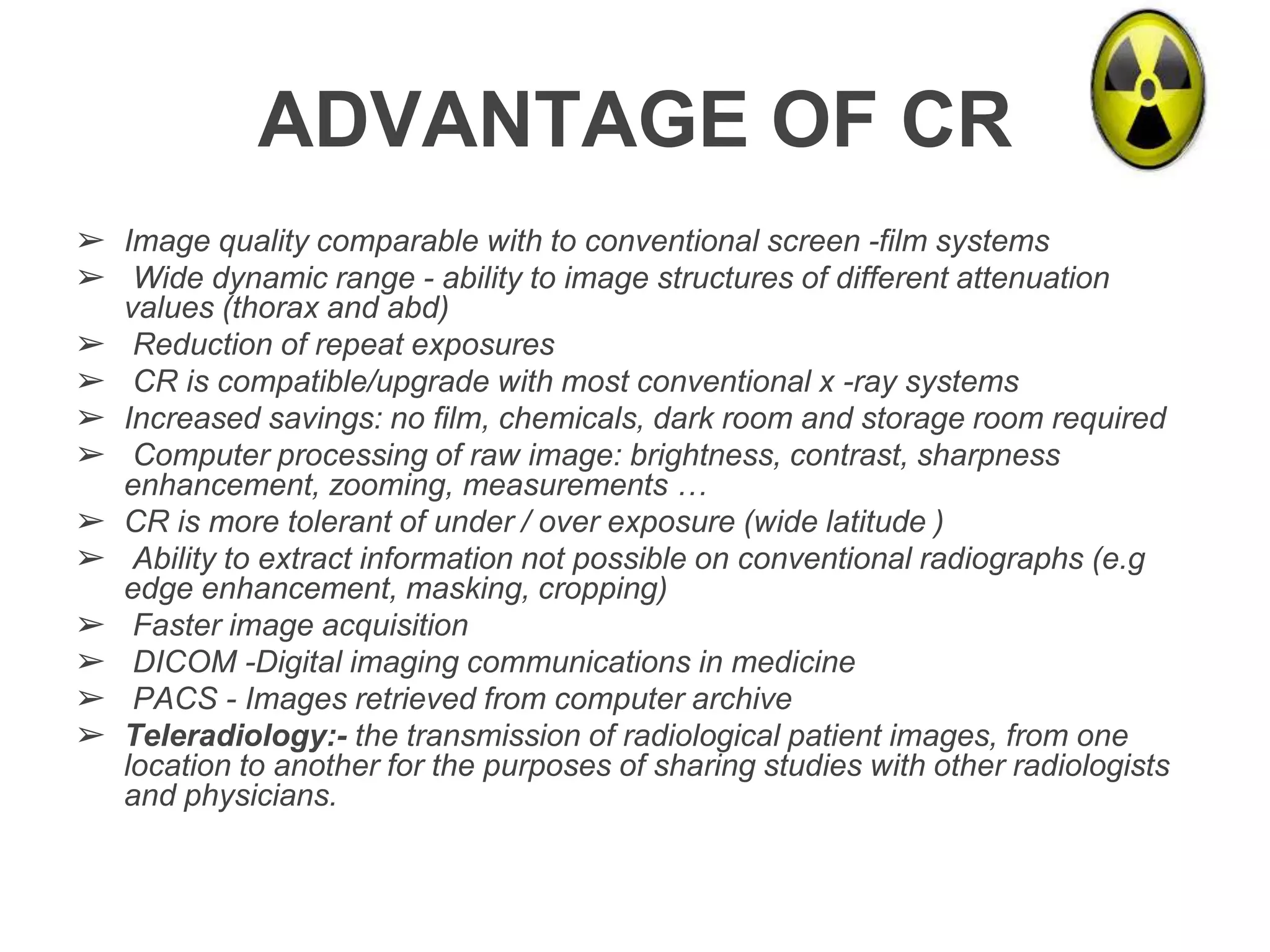 Computed radiography and digital radiography- CR/DR | PPTX