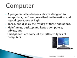 Computer and types | PPTX | Laptops | Computing