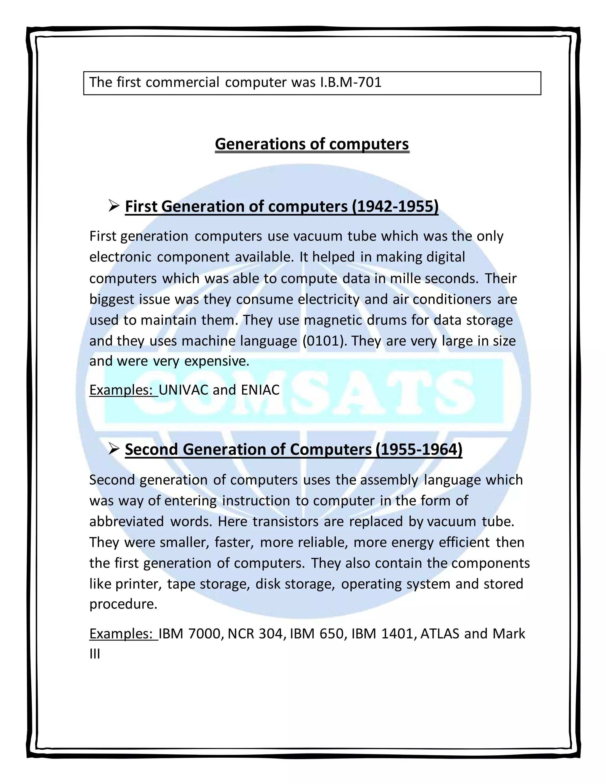 ACM, Real world everyday applications of computer science. History of Computers. Generations of ...