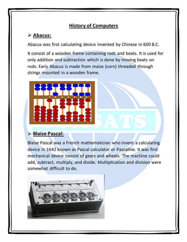 ACM, Real world everyday applications of computer science. History of Computers. Generations of ...