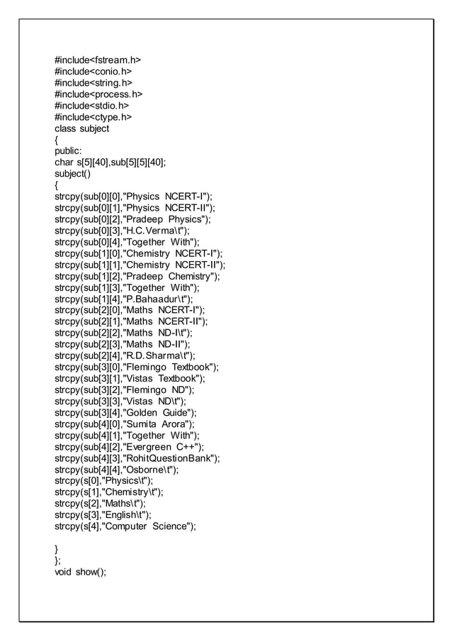 Computer Science investigatory project class 12 | PDF