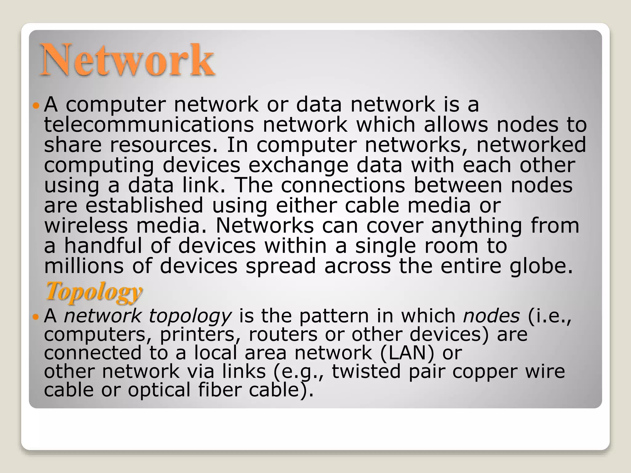 Computer: Network and its Topology | PPT