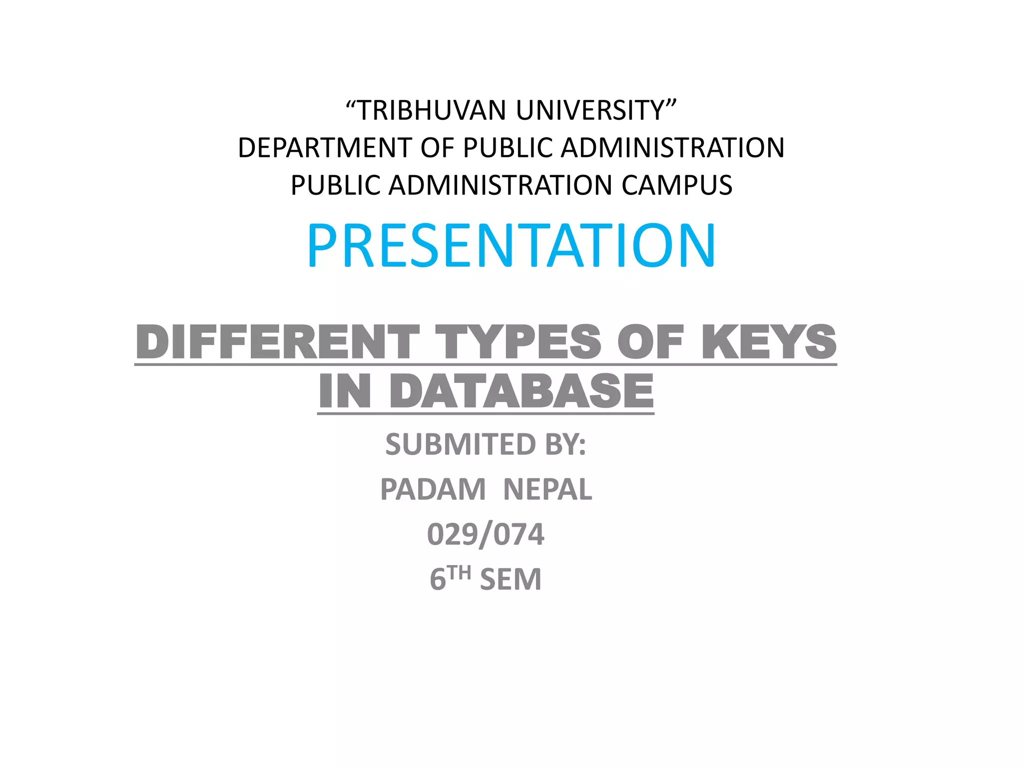 Types of Keys in Database | PPT