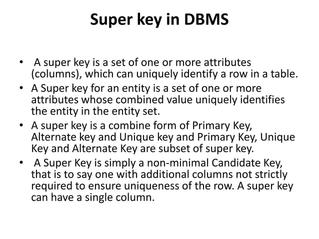 Types Of Keys in DBMS | PPT