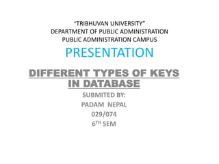 Types of Keys in Database | PPT
