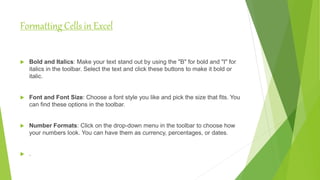 MS excel and their functions keys and their usage | PPTX
