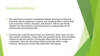 MS excel and their functions keys and their usage | PPTX