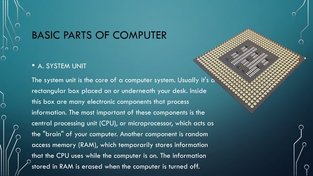 Introduction to Computer and parts of Computer | PPTX | Data Storage ...