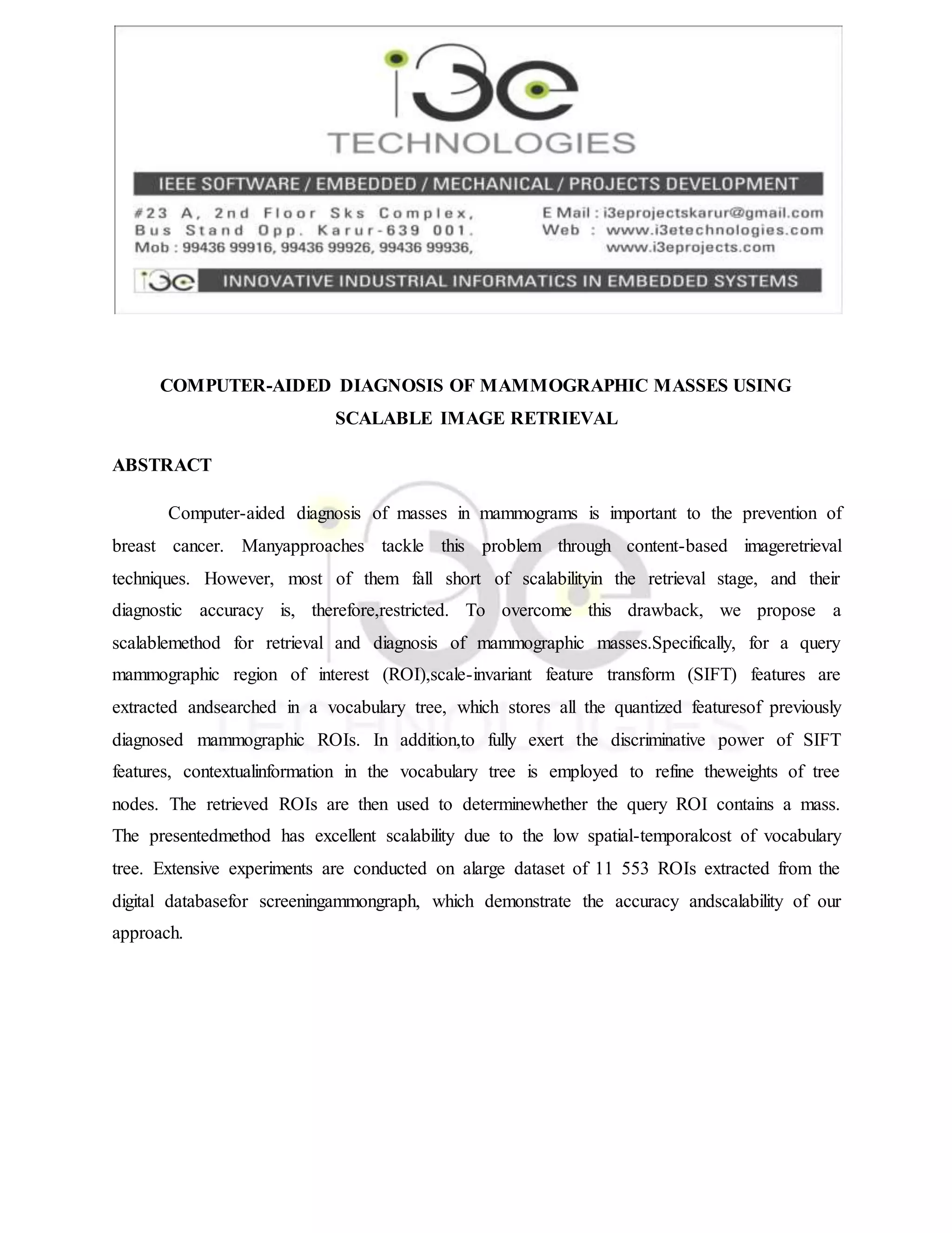 Computer aided diagnosis of mammographic masses using scalable image retrieval | DOCX