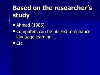 Computer assisted language learning | PPT