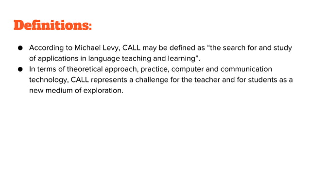 Computer assisted language learning | PPTX | Education