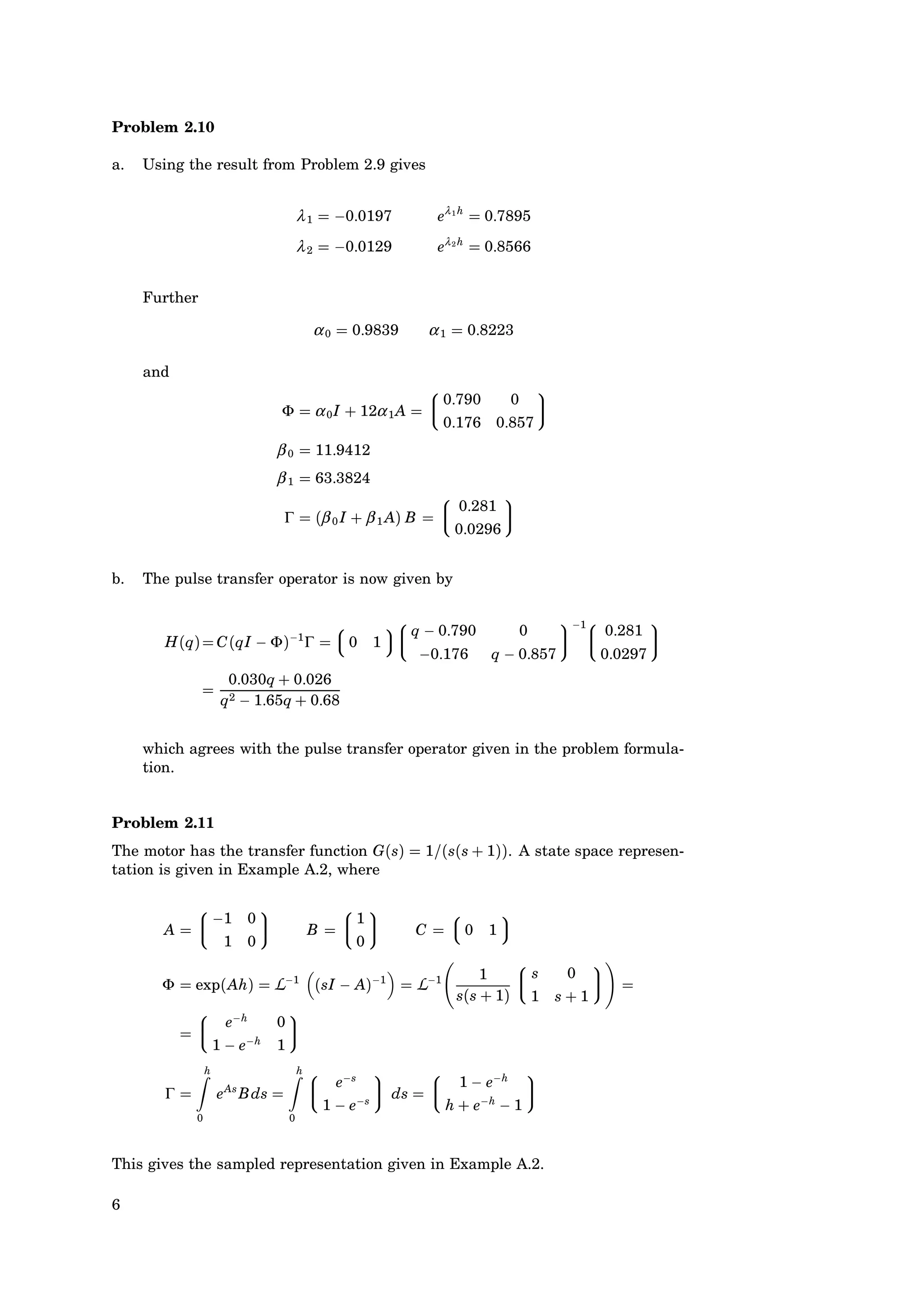 Computer Controlled Systems (solutions manual). Astrom. 3rd edition 1997 | PDF