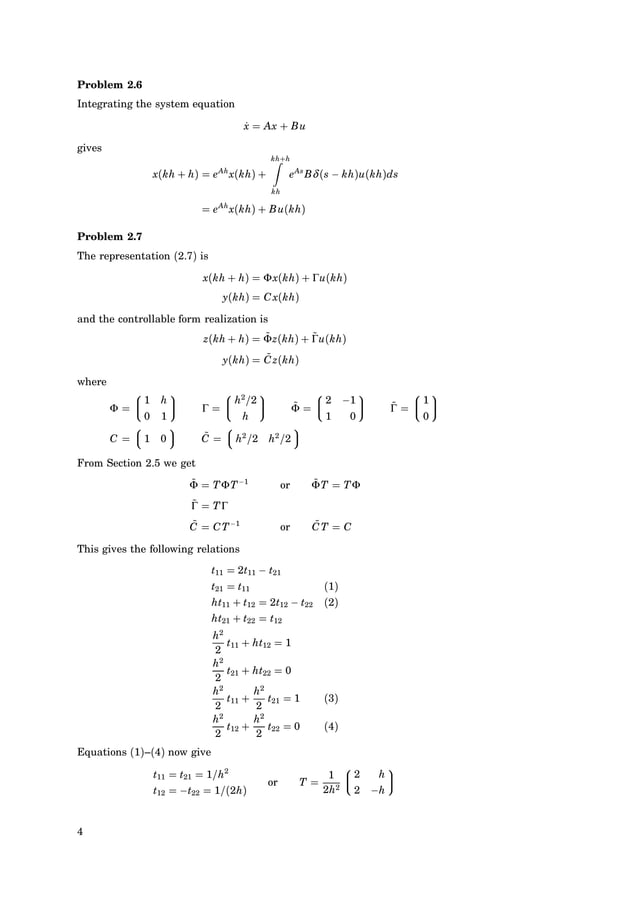 Computer Controlled Systems (solutions manual). Astrom. 3rd edition 1997 | PDF