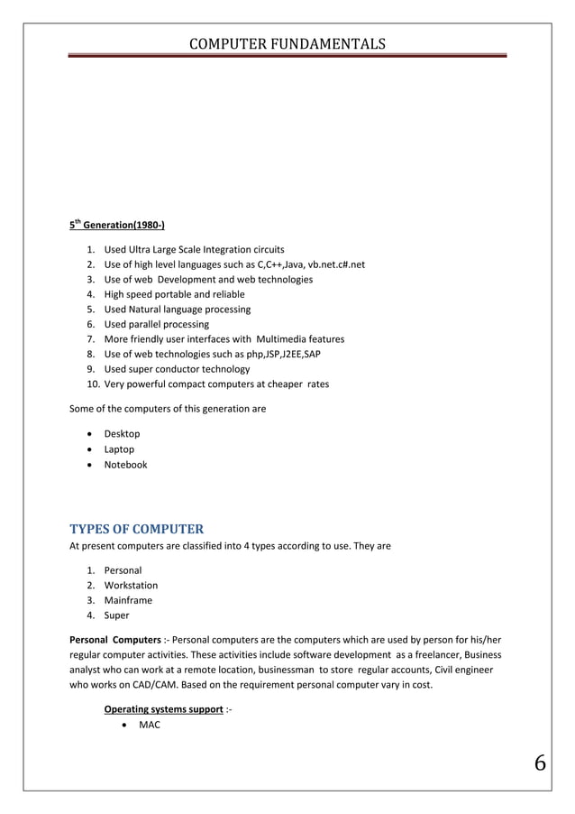 Computer fundamentals | PDF