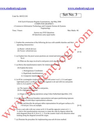 Computer Graphics Jntu Model Paper{Www.Studentyogi.Com} | PDF ...