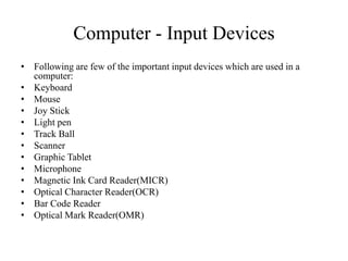 Computer input devices | PDF