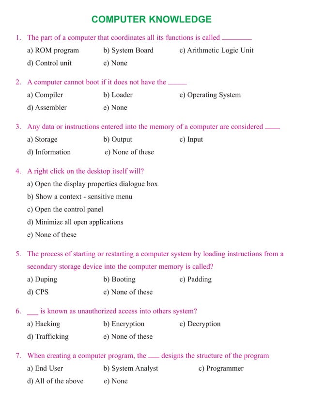 Computer knowledge-old-papers | PDF