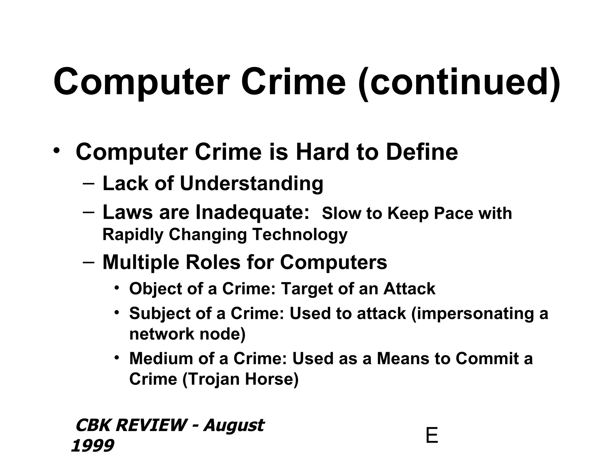 COMPUTER LAW, INVESTIGATION AND ETHICS DOMAIN | PPT