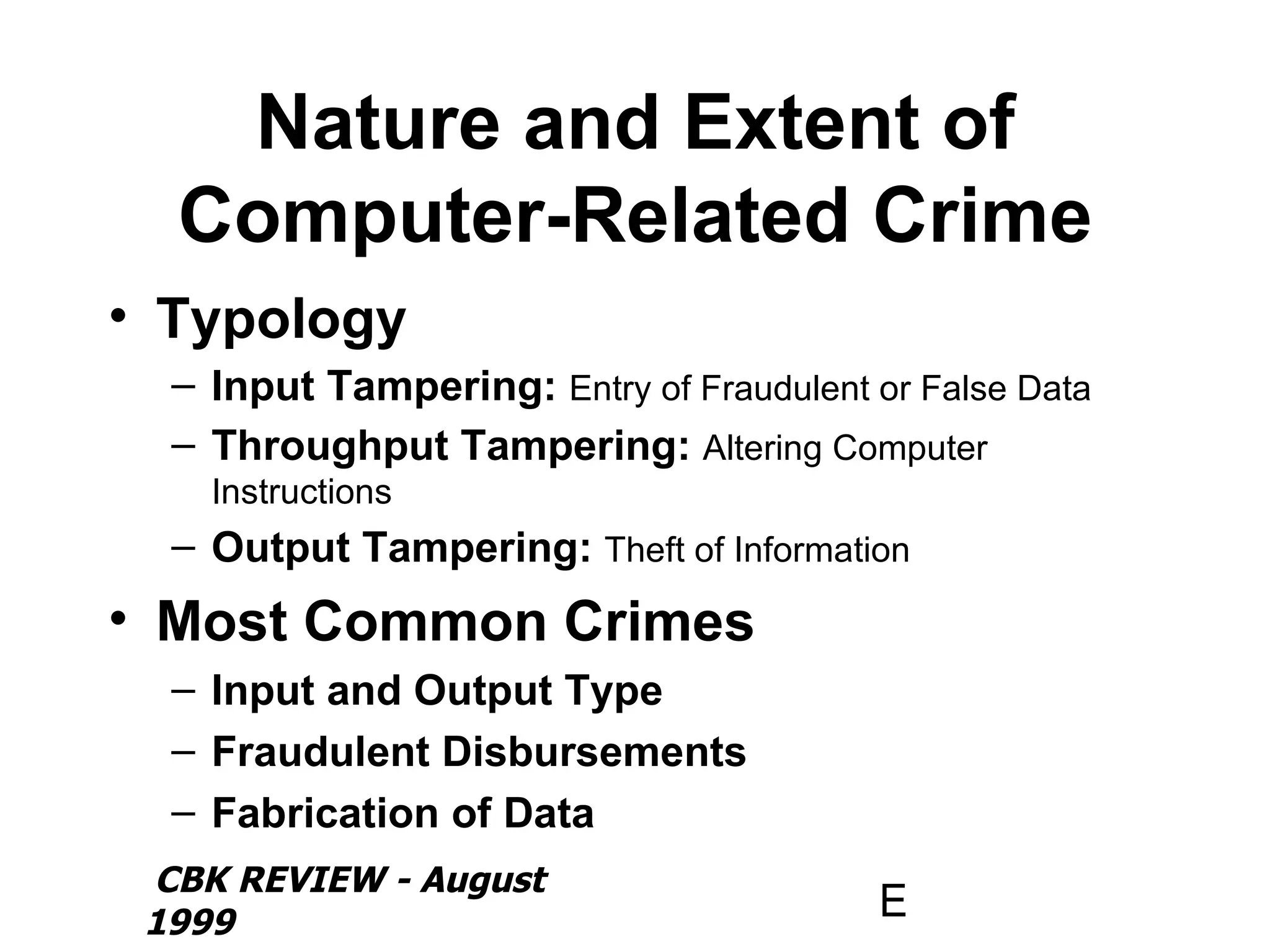 COMPUTER LAW, INVESTIGATION AND ETHICS DOMAIN | PPT