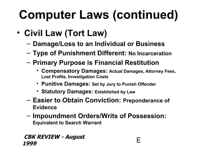 COMPUTER LAW, INVESTIGATION AND ETHICS DOMAIN | PPT