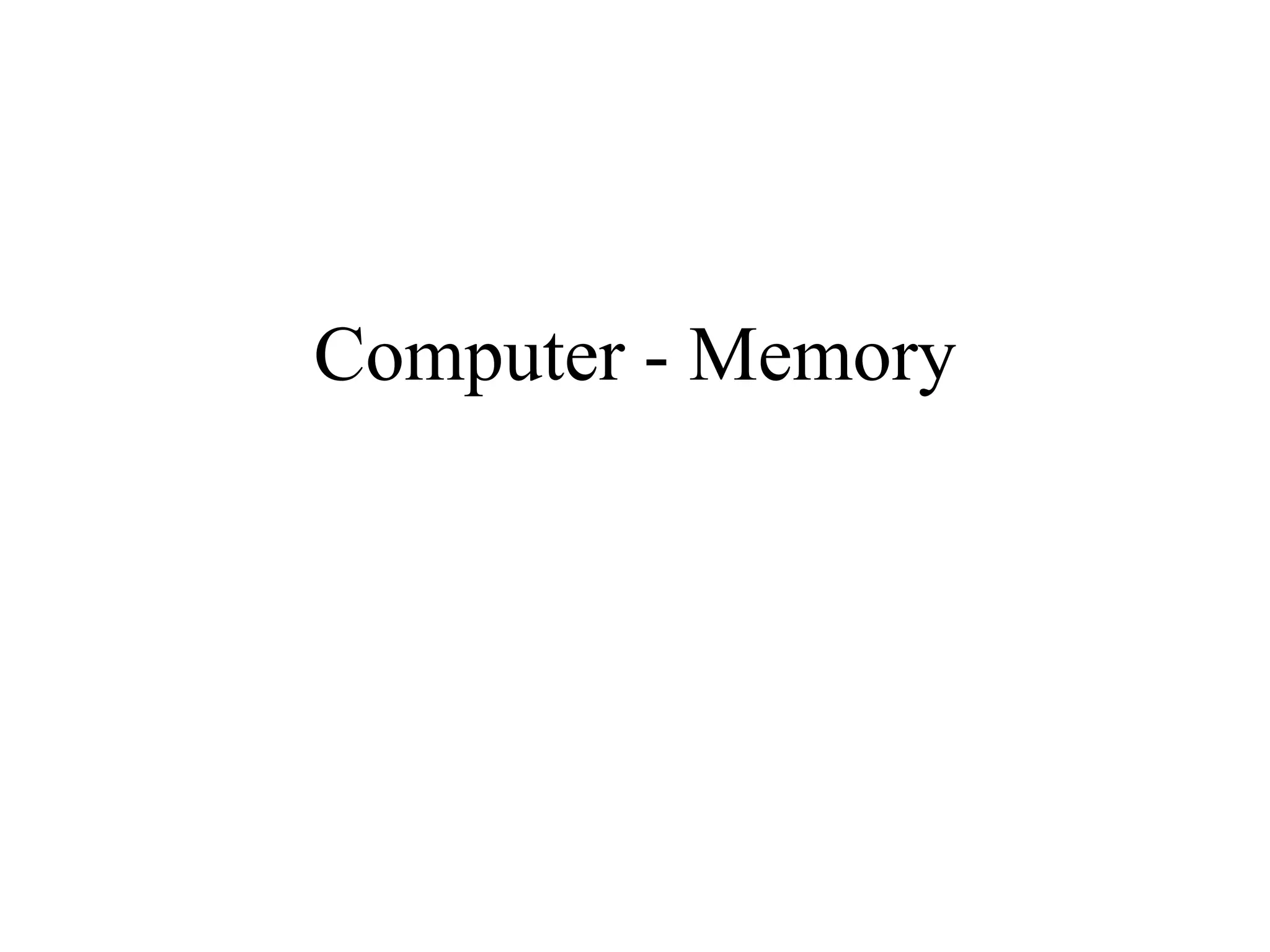 Computer Memory | PPT