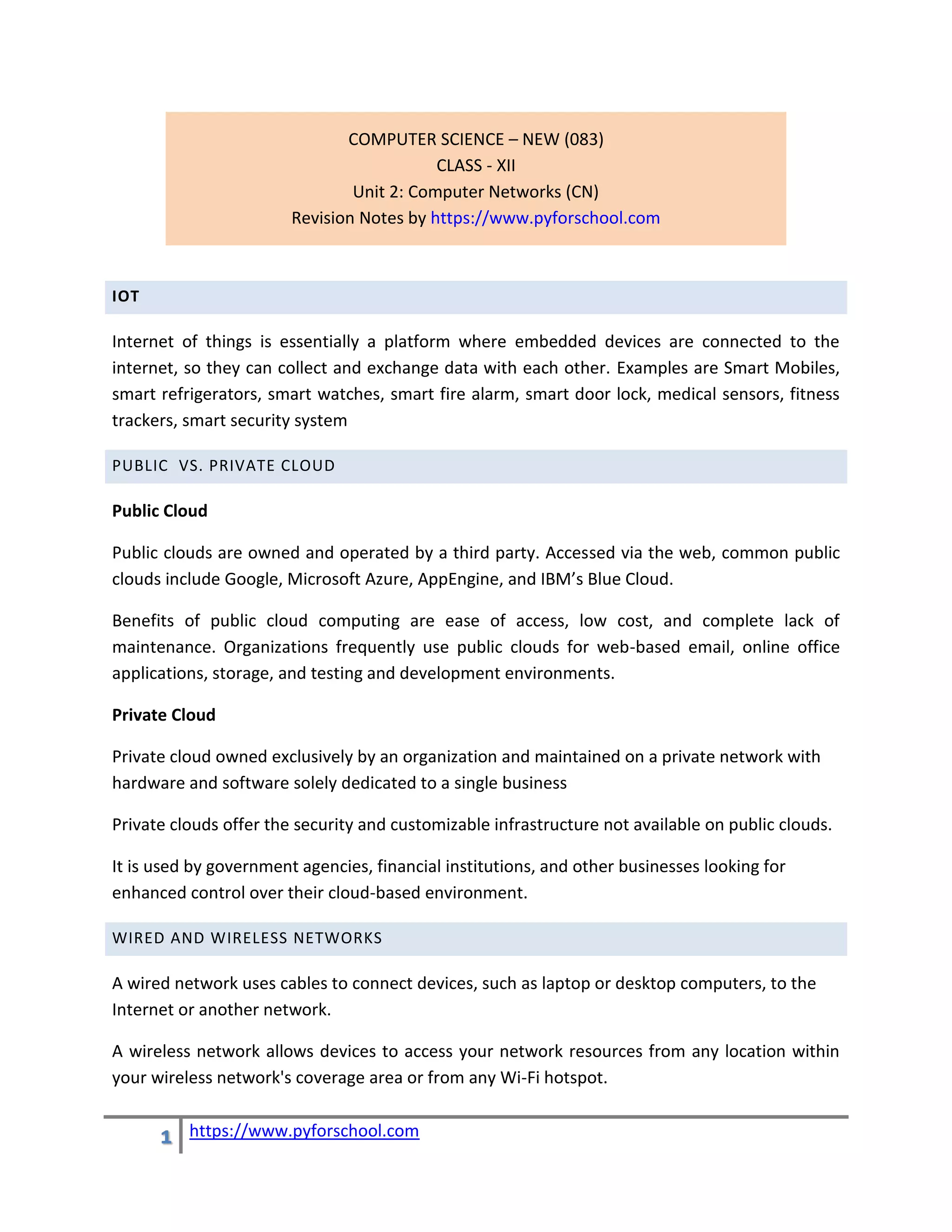 Computer networks - CBSE New Syllabus (083) Class - XII | PDF
