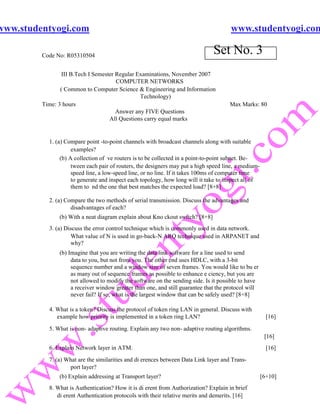 Computer Networks Jntu Model Paper{Www.Studentyogi.Com} | PDF