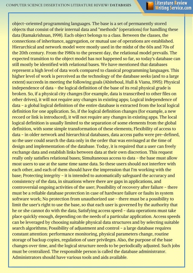 Computer Science Dissertation Literature Review Example | PDF