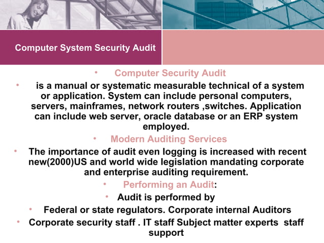 computer security audit ,erp audit,software systems audit