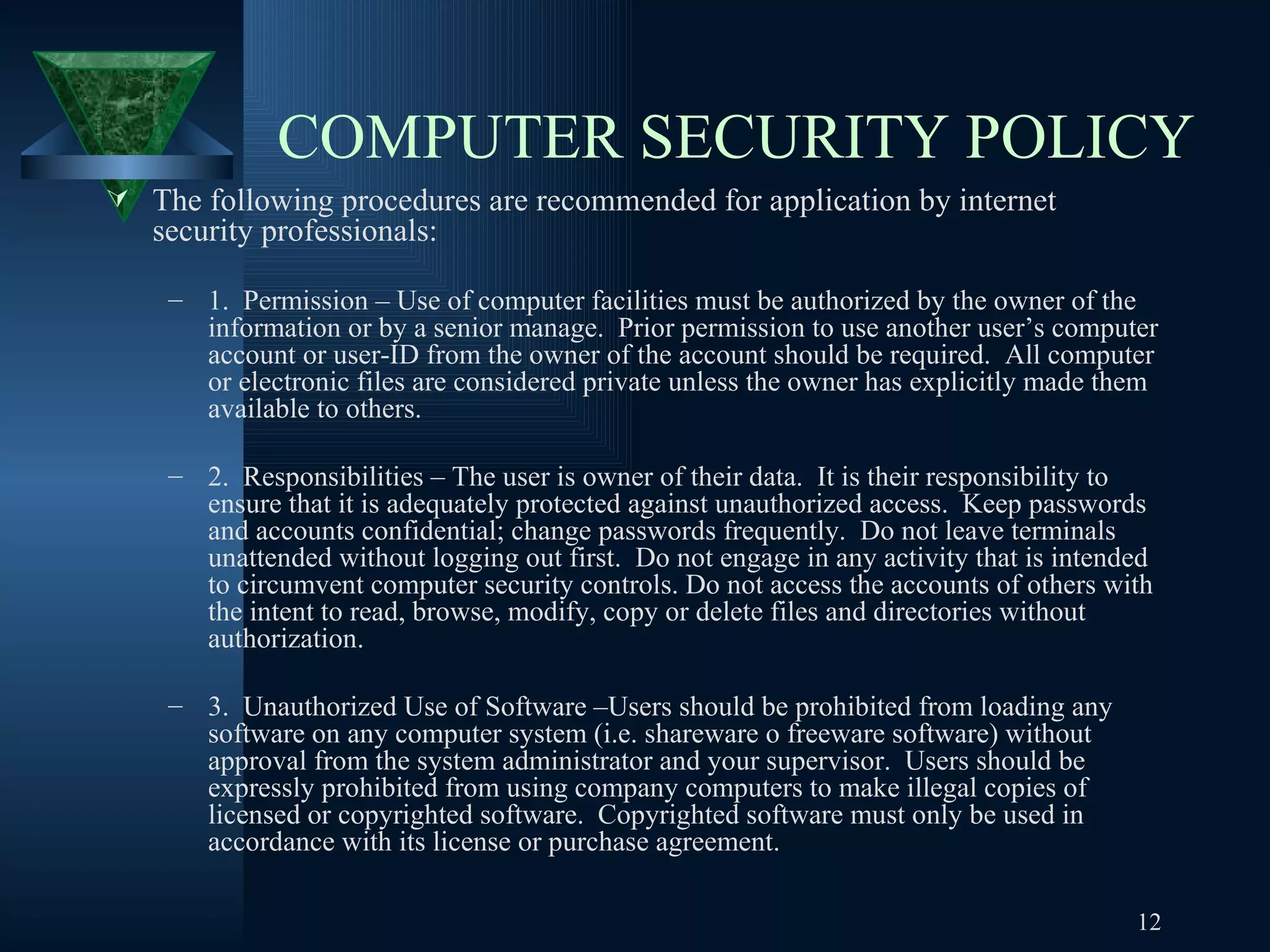 Computer Security Policy D Ppt