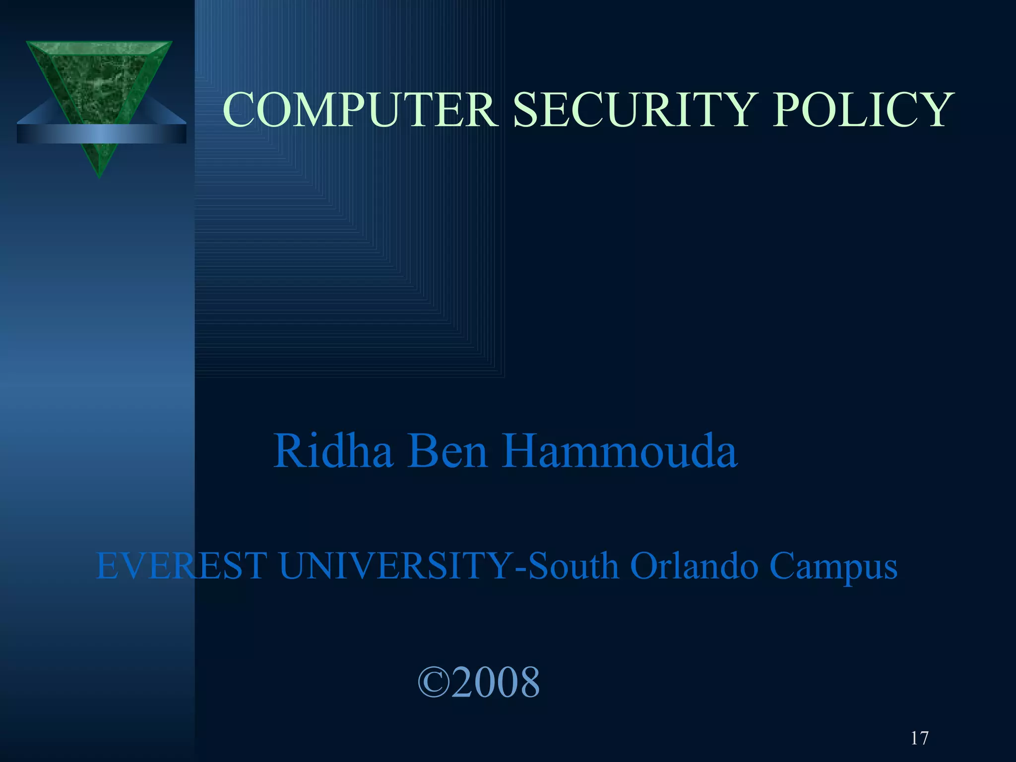 Computer Security Policy D | PPT