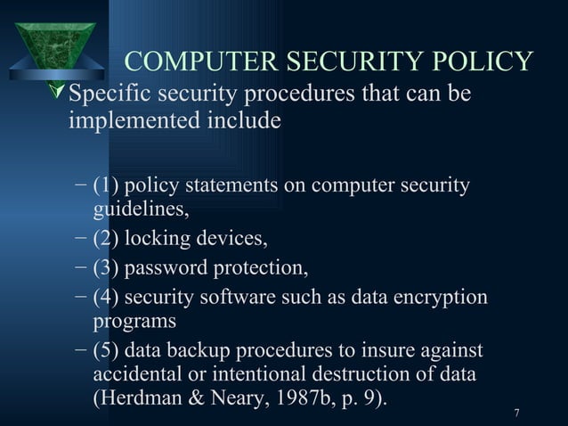 Computer Security Policy D Ppt