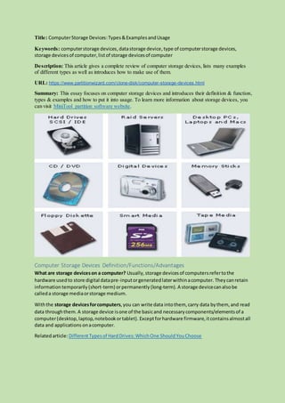 Storage Devices List