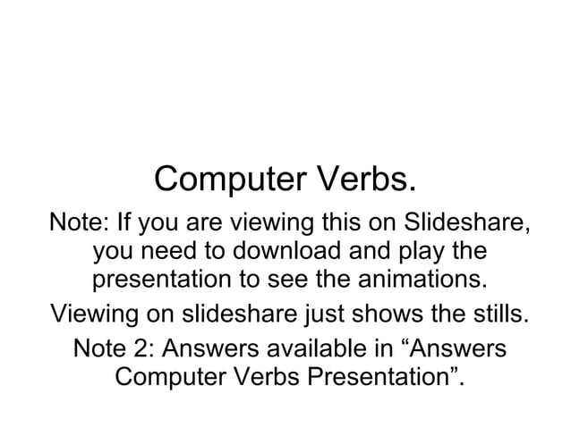 Computer Verbs Presentation | PPT