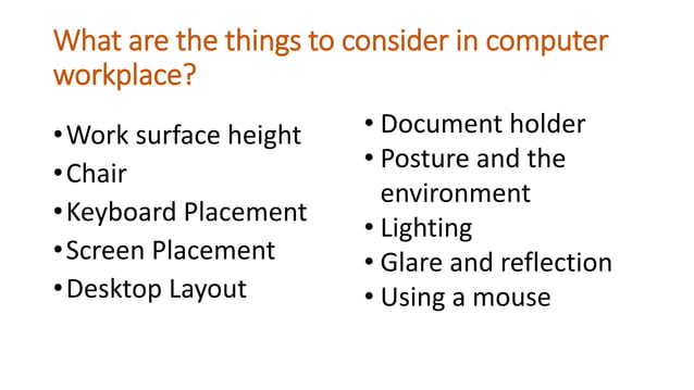 Computer-Workstation-Ergonomics.pptx | Computer Peripherals | Computing