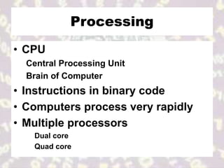 Computer1 test 2 prep: processing, software, storage | PPT