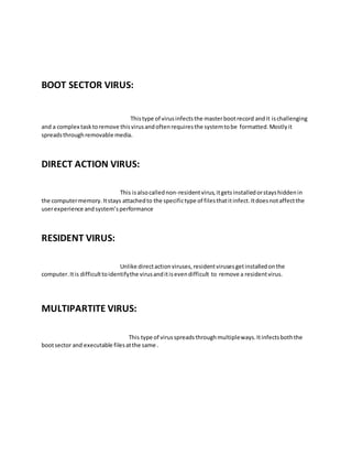Computer assignment on virus and memory and printer | PDF