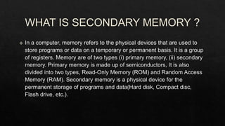 secondary memory | PPT