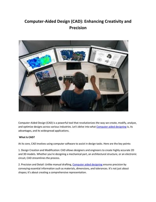 Computer-Aided Design (CAD): Enhancing Creativity and Precision | PDF