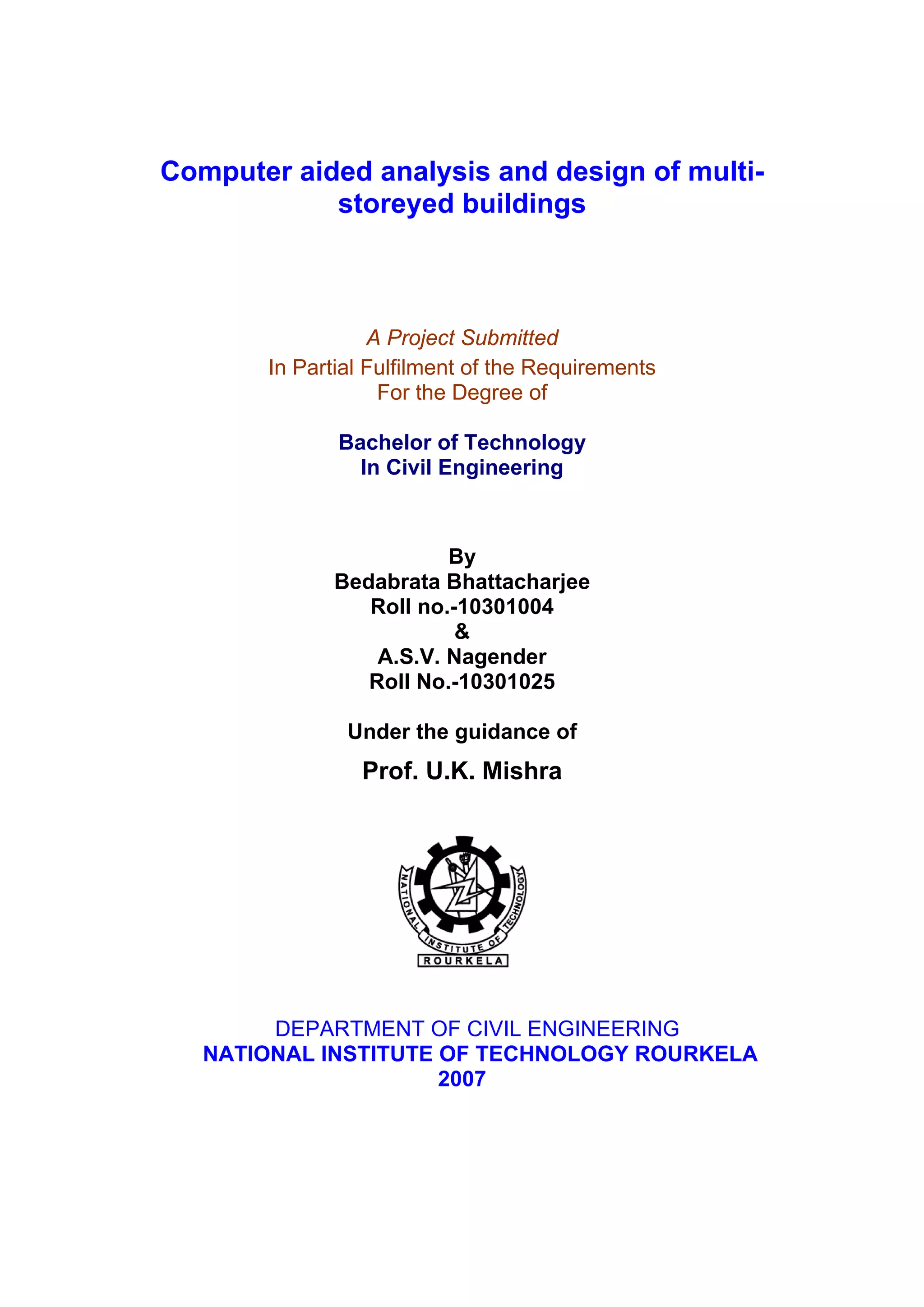 Computer Aided Analysisanddesignofmulti Storeyedbuildings Pdf
