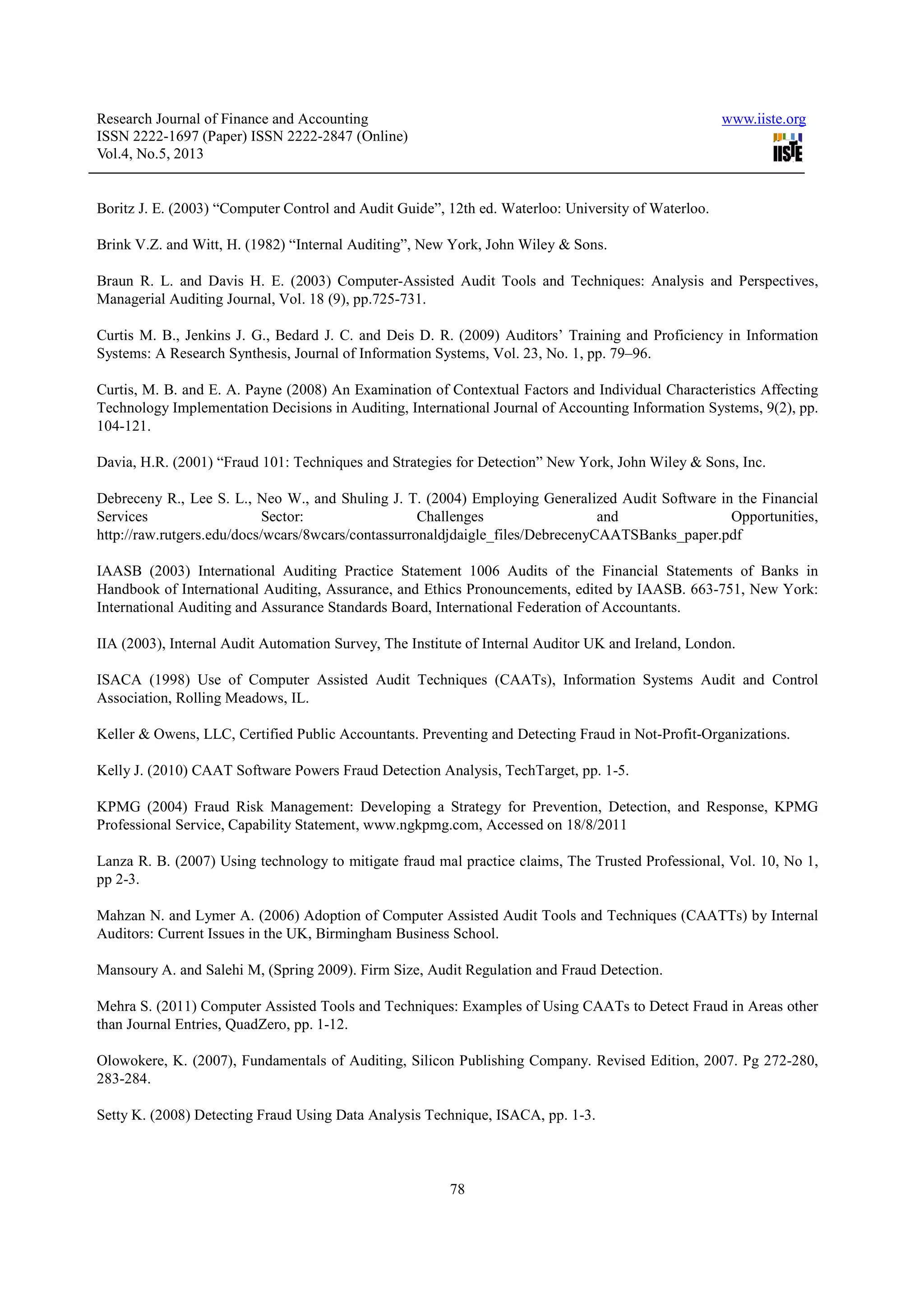 Computer aided audit techniques and fraud detection | PDF