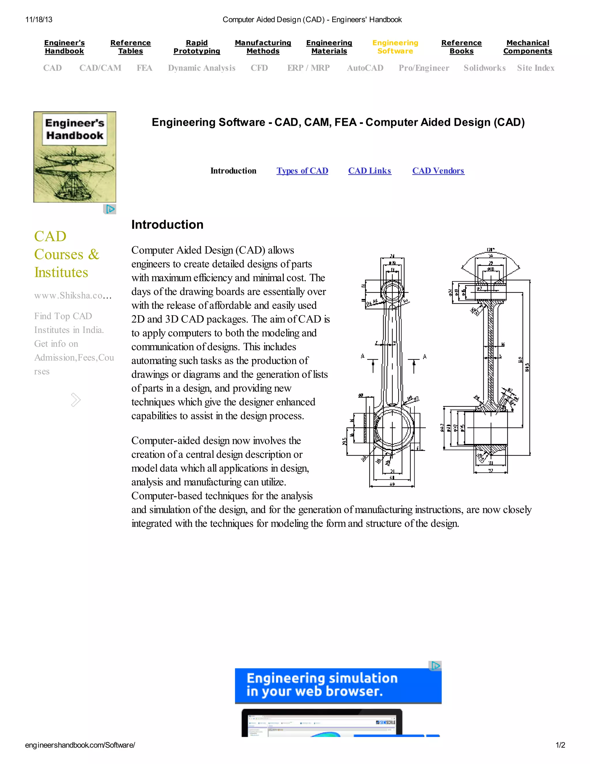 Computer aided design (cad) engineers' handbook | PDF