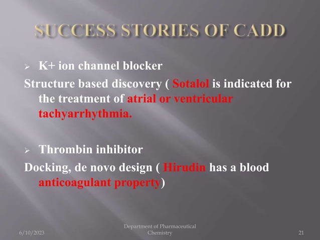 COMPUTER AIDED DRUG DESIGN.pptx | Chemistry | Science
